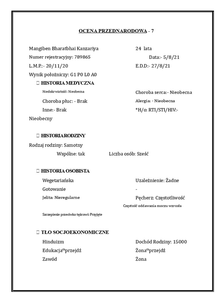 Formularz Oceny Antenatalnej 7 | PDF