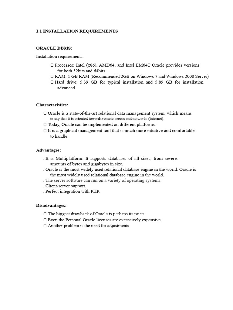 DBMS Installation Requirements Overview | PDF | Databases | Microsoft ...