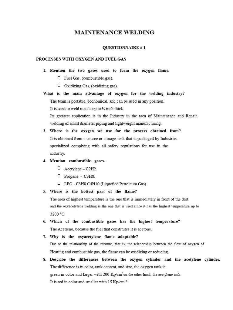 Maintenance Welding Questionnaire | PDF | Welding | Construction