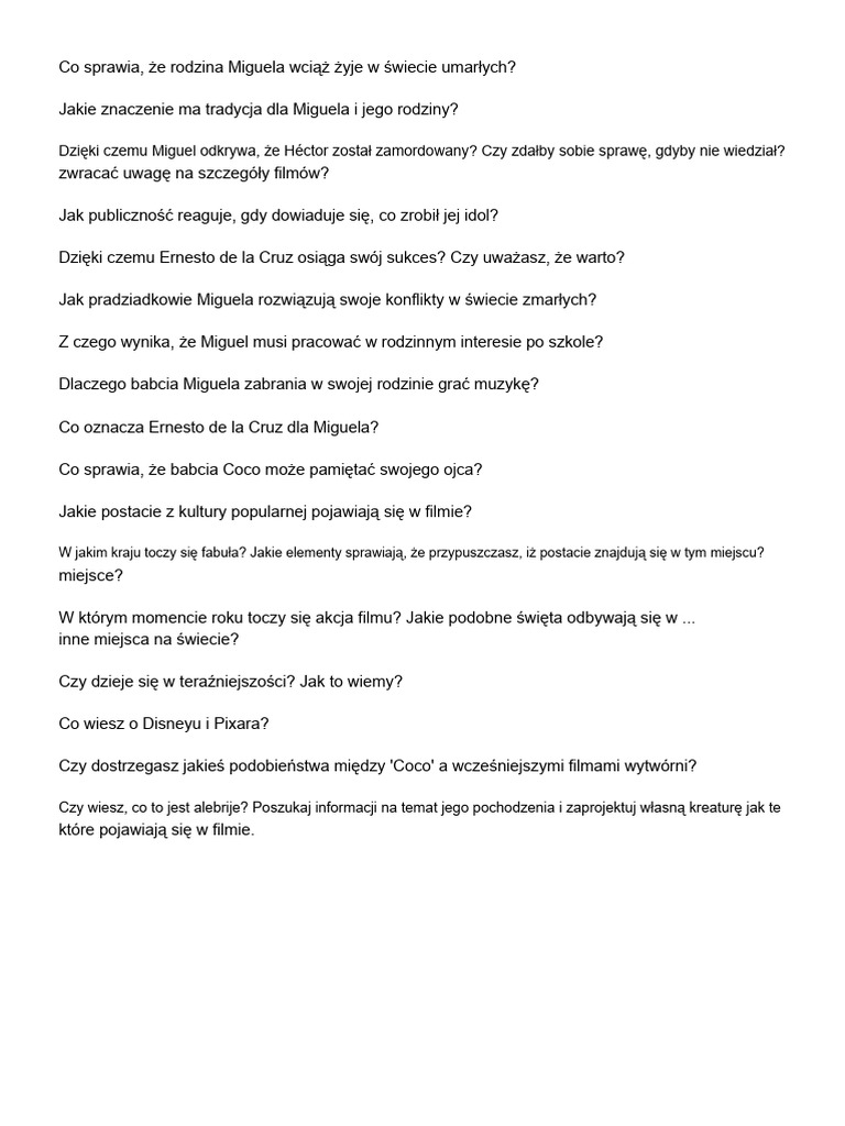 Aktyność Filmu Coco | PDF