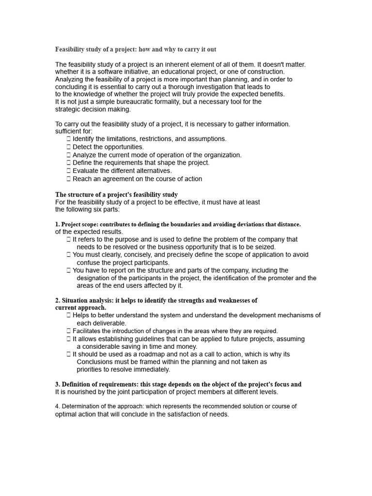 Project Feasibility Study Guide | PDF | Feasibility Study | Project ...