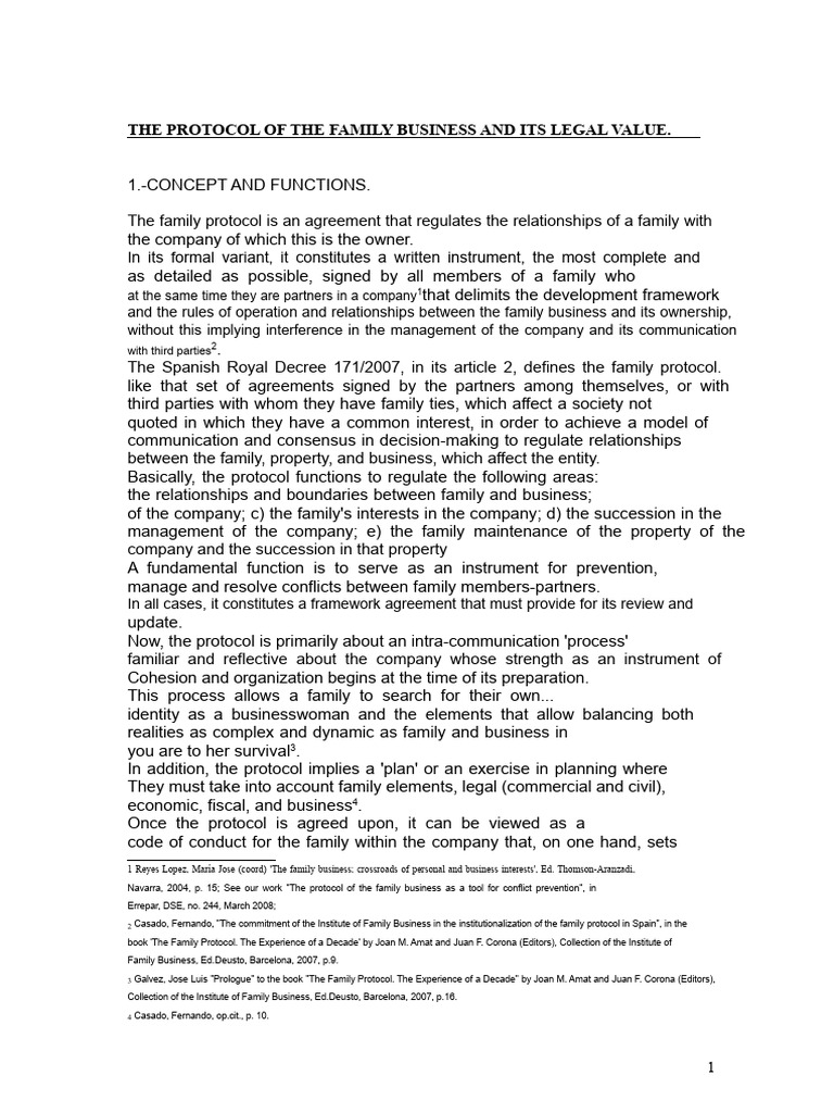 Family Business Protocol Overview | PDF | Treaty | Limited Liability ...