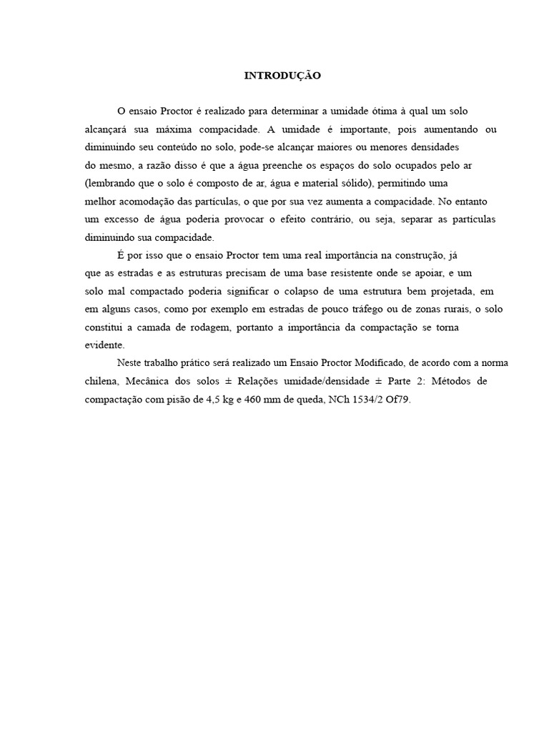Ensaio Proctor Modificado: Compactação de Solo | PDF | Umidade | Solo