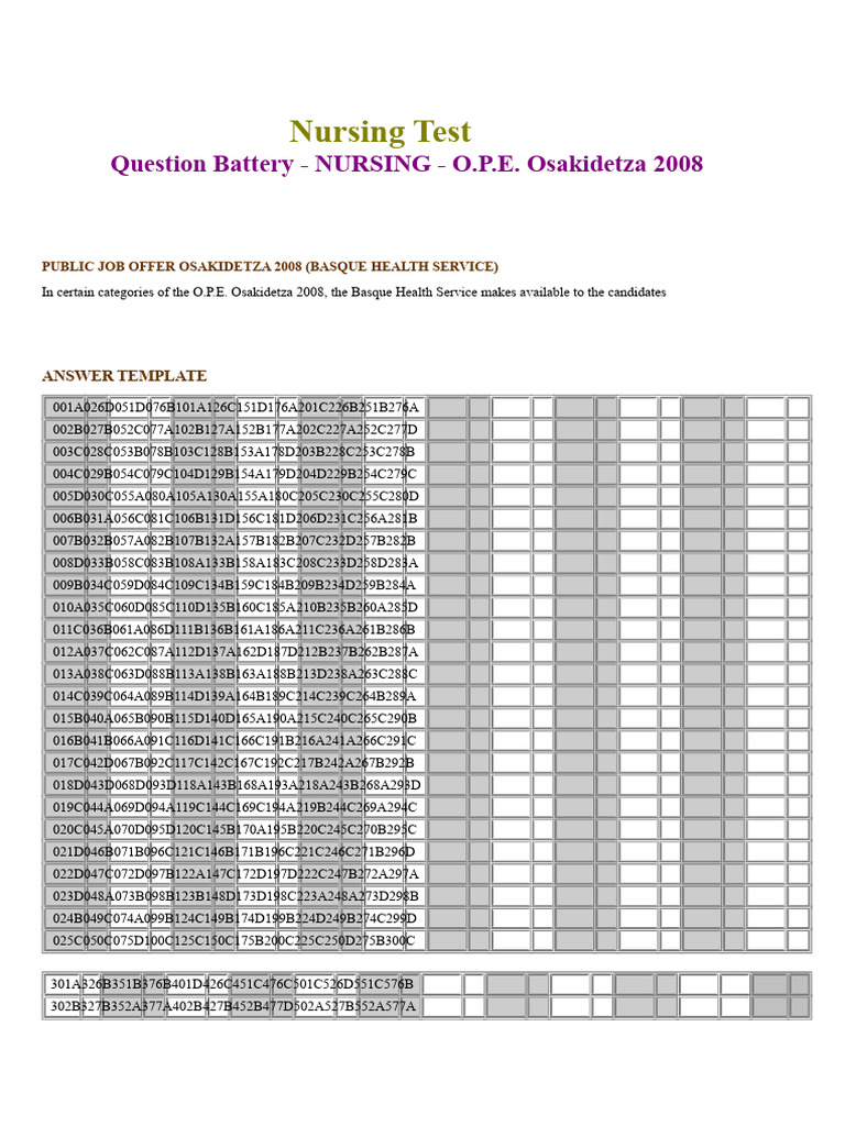 Battery Answers - Osakidetza | PDF | Methodology | Student Assessment ...