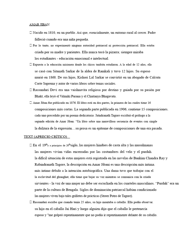 Rassundari Devi: Feminismo y Educación en Amar Jiban | PDF | Mujer ...