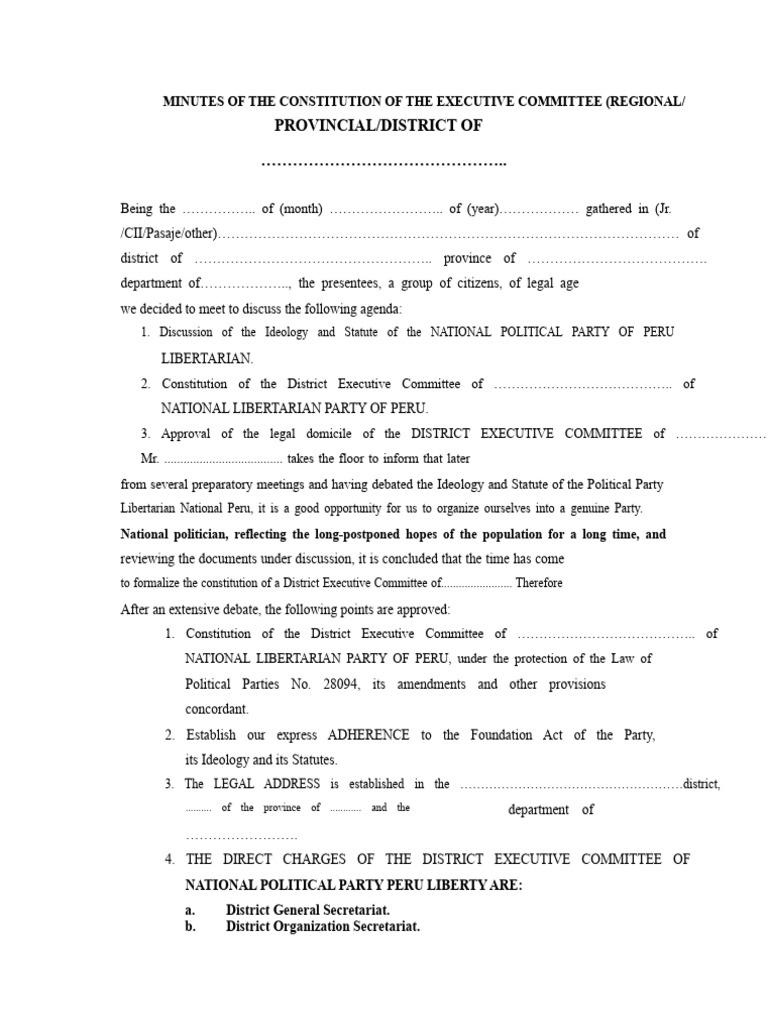 Minutes of The Constitution of The Provincial-District Committee | PDF ...