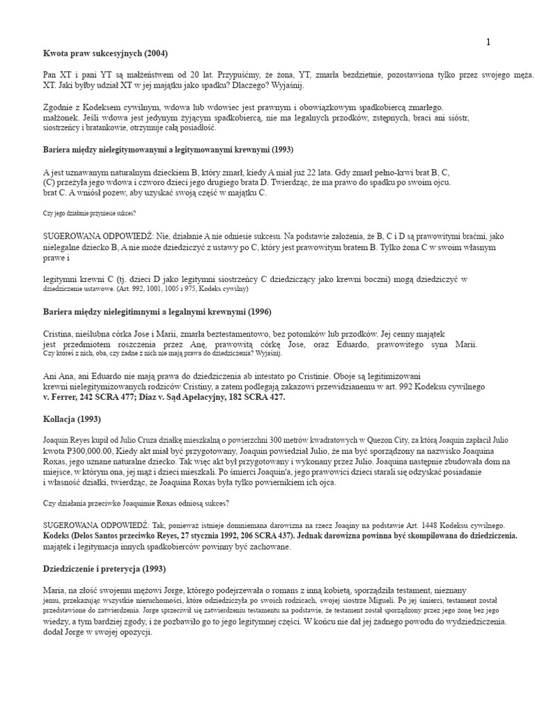 Losowe Pytania Do Barów o Sukcesji | PDF