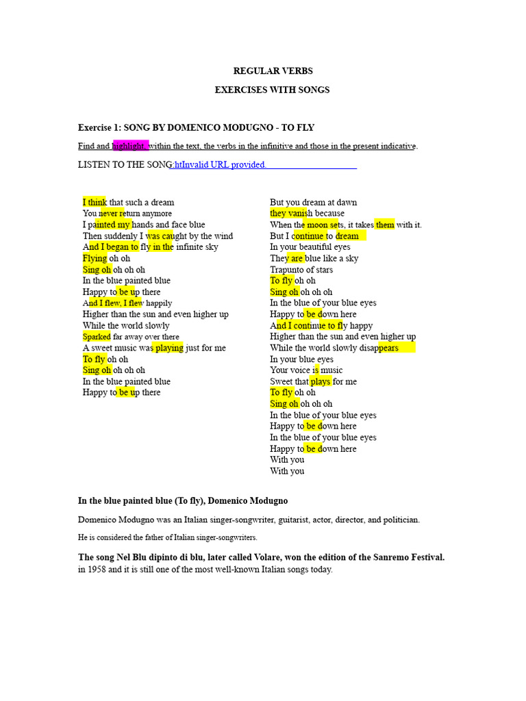 Activity 6. Regular Verbs in The Present Indicative | PDF