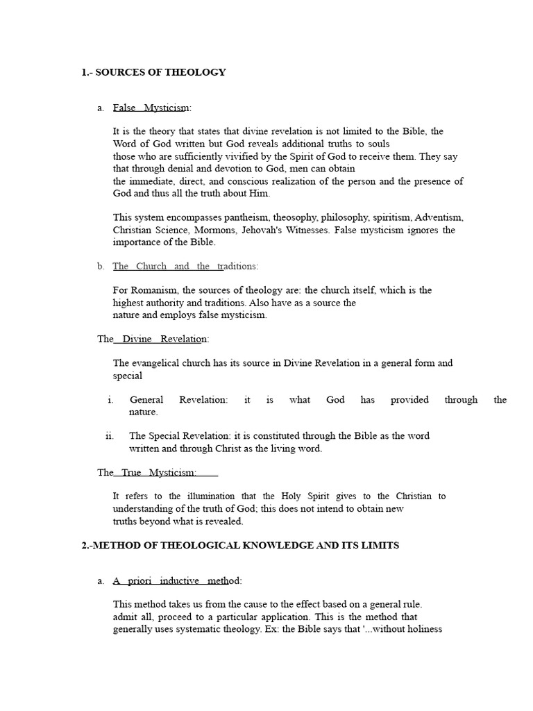 Sources of Theology Explained | PDF | Revelation | God