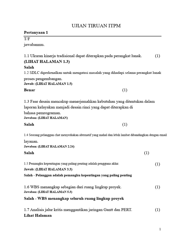 Ujian Tiruan Itpm | PDF