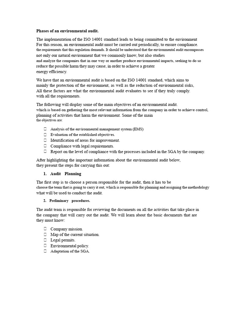 Environmental Audit Phases Explained | PDF | Audit | Regulatory Compliance