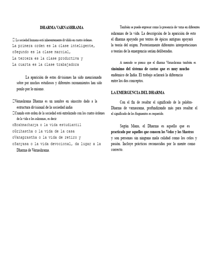 Dharma de Varnashrama (Editado) | PDF | Casta | Dharma