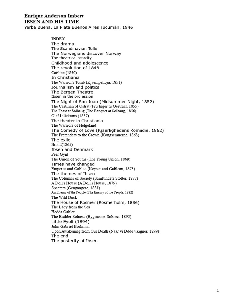 Anderson Imbert - Ibsen and His Time | PDF | Henrik Ibsen | Love