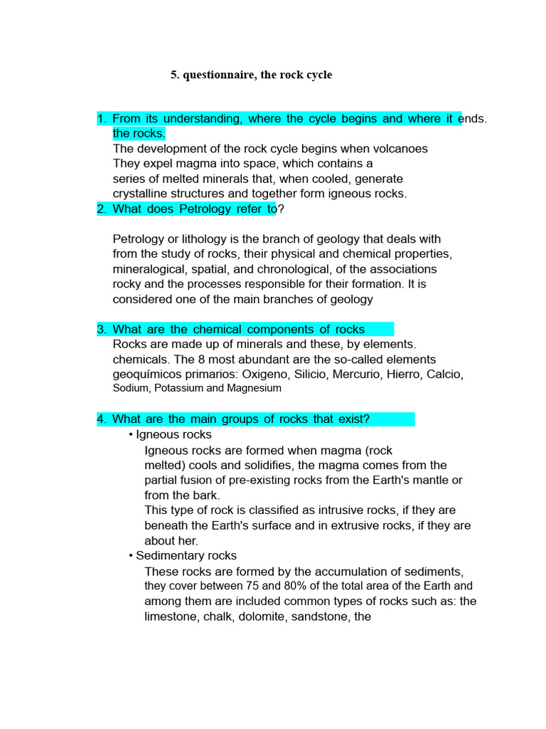 Understanding the Rock Cycle and Types | PDF | Igneous Rock | Rock ...