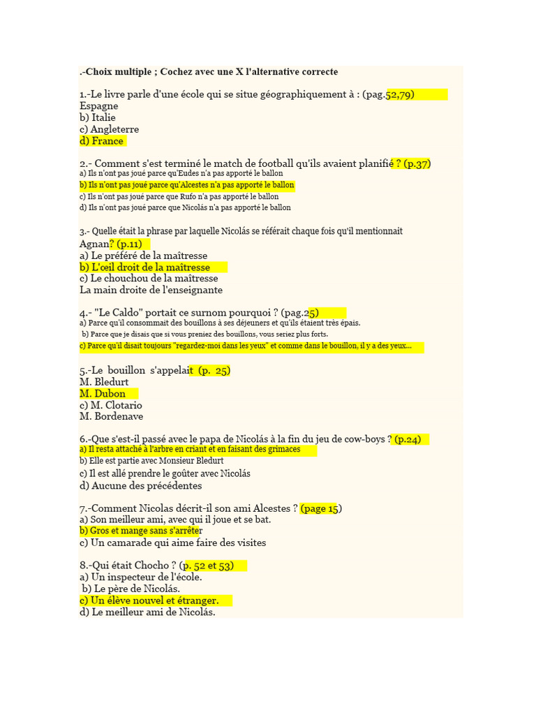 Questions sur Le Petit Nicolas | PDF