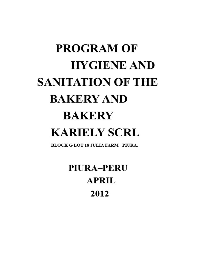 Bakery Hygiene and Sanitation Program | PDF | Hygiene | Disinfectant