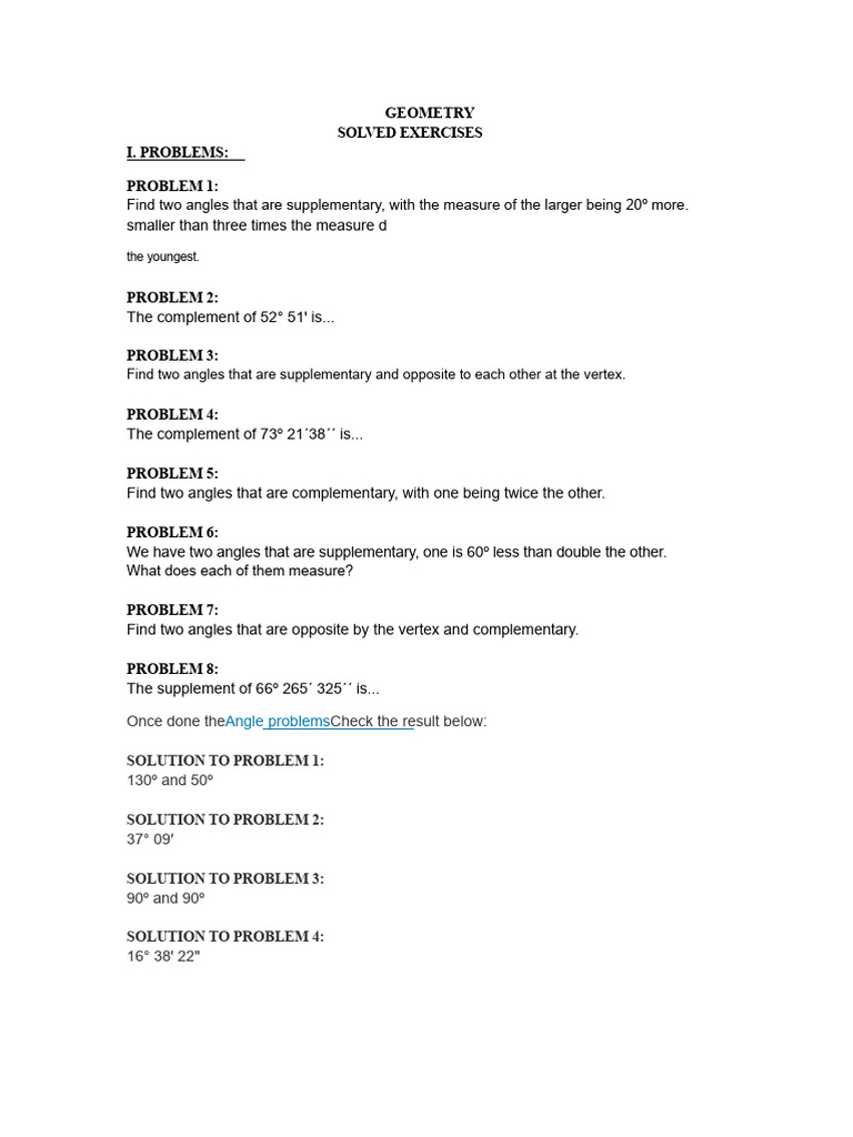 GEOMETRY solved exercises | PDF | Angle | Geometry