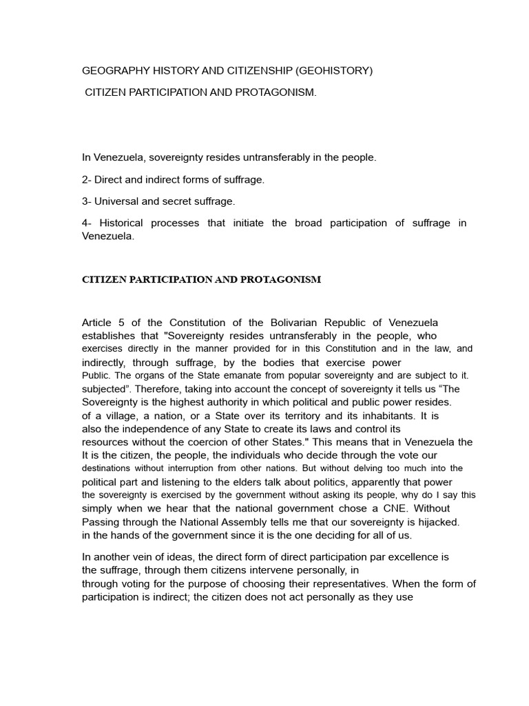 Geography History and Citizenship | PDF | Voting | Elections