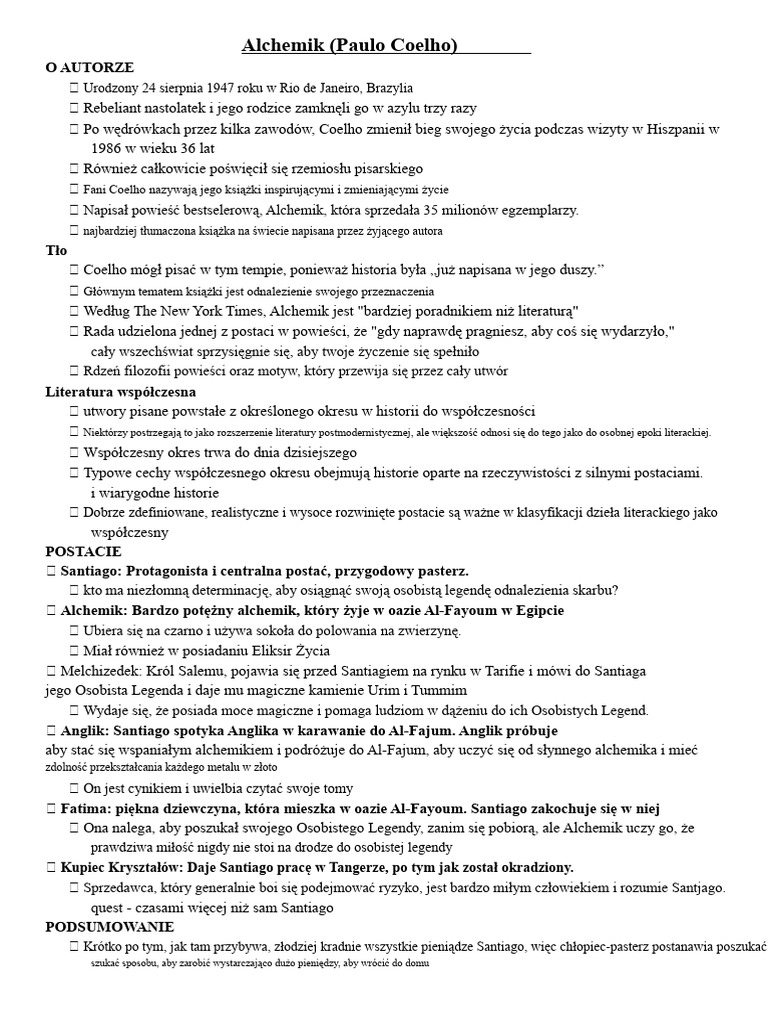 ALCHEMIK (Paulo Coelho) Slajdy | PDF