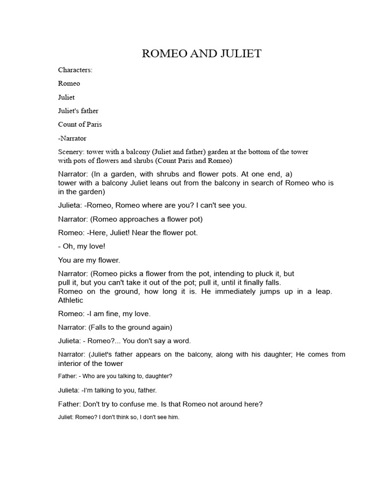 ROMEO AND JULIET SCRIPT | PDF | Characters In Romeo And Juliet