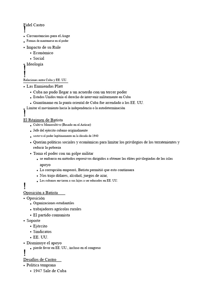 Notas de Castro IB | PDF | Cuba | Fulgencio Batista