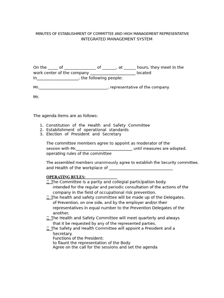 Health and Safety Committee Formation | PDF | Occupational Safety And ...