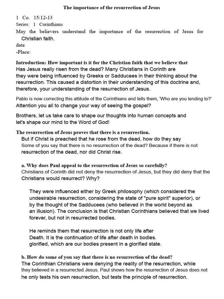 Importance of Jesus' Resurrection Explained | PDF | Resurrection Of ...