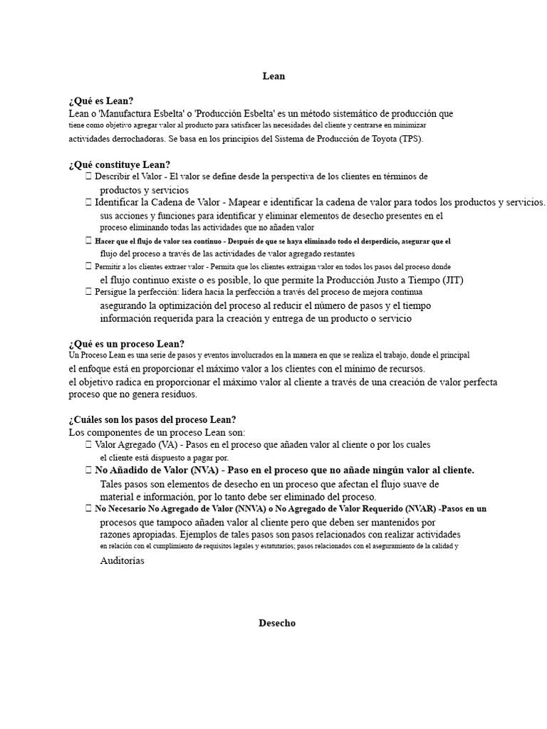 Introducción a Lean y sus Principios | PDF | Lean Manufacturing ...