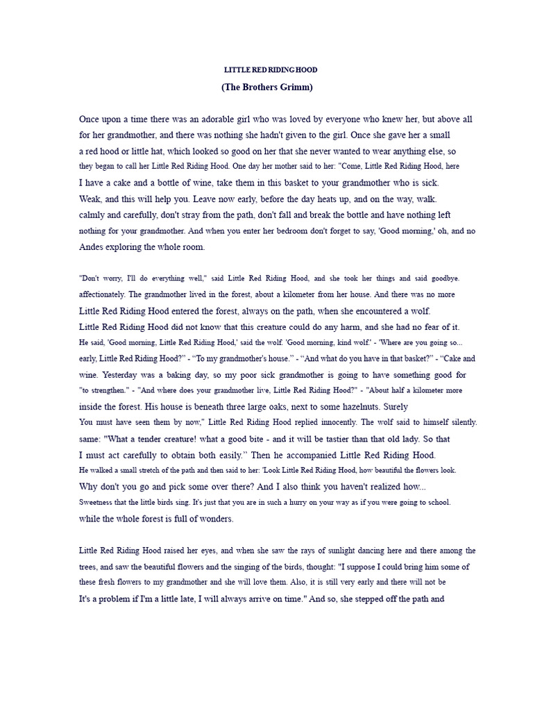 Little Red Riding Hood (Brothers Grimm) | PDF | Little Red Riding Hood