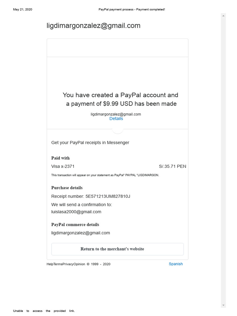 PayPal Payment Confirmation Receipt | PDF