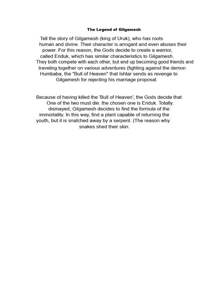 The Epic Journey of Gilgamesh | PDF