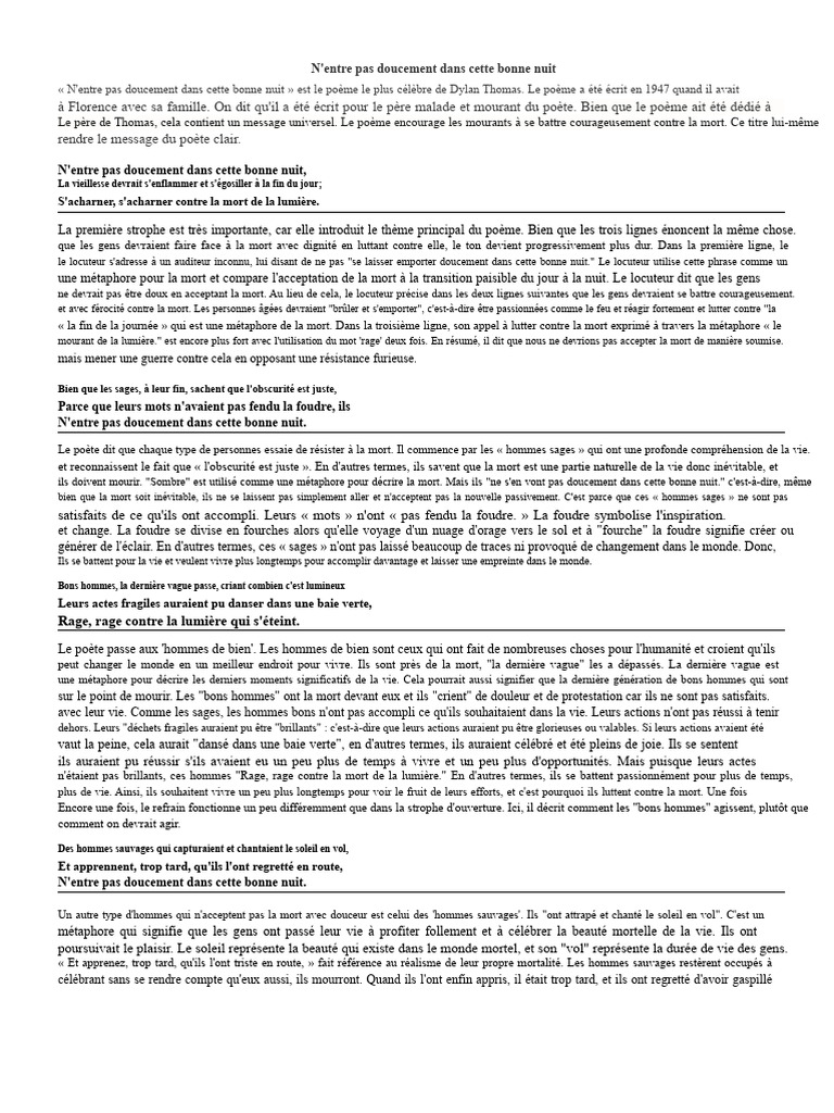 N'entre Pas Doucement Dans Cette Bonne Nuit | PDF | Foudre | Métaphore