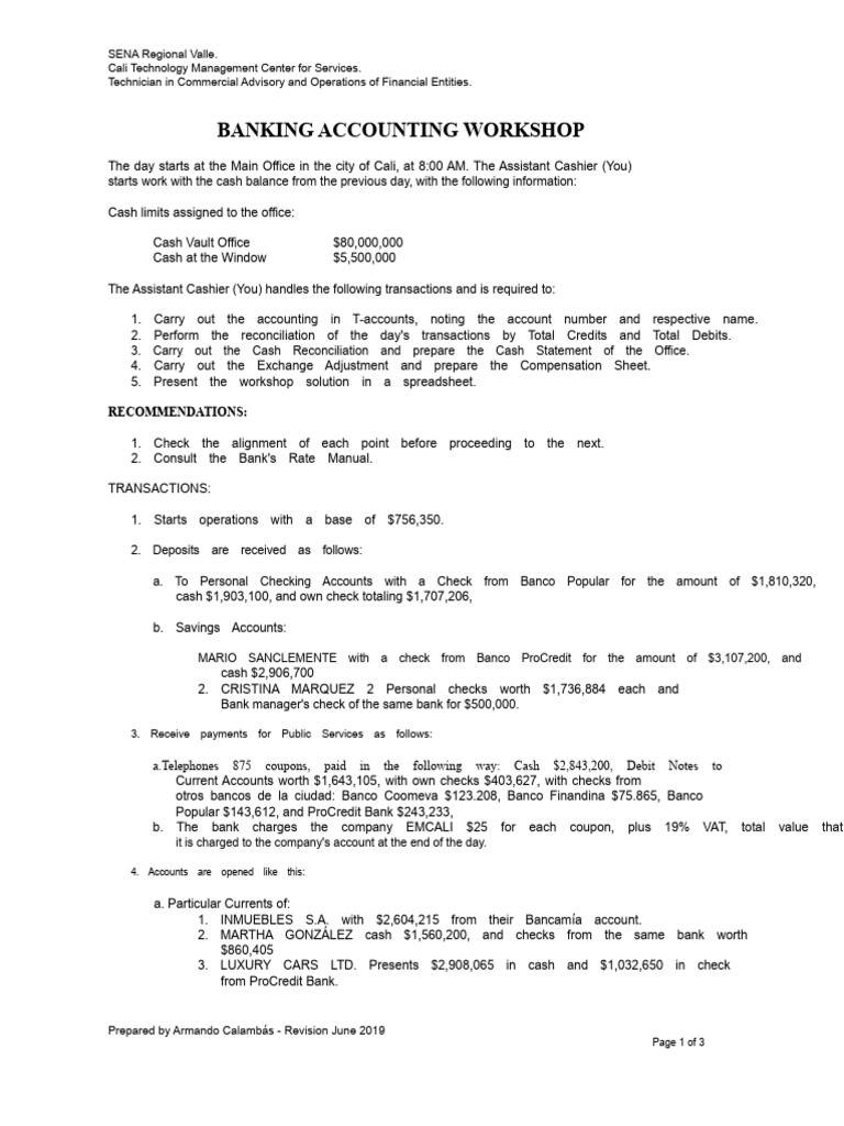 4 Banking Accounting Workshop | PDF | Banks | Transaction Account