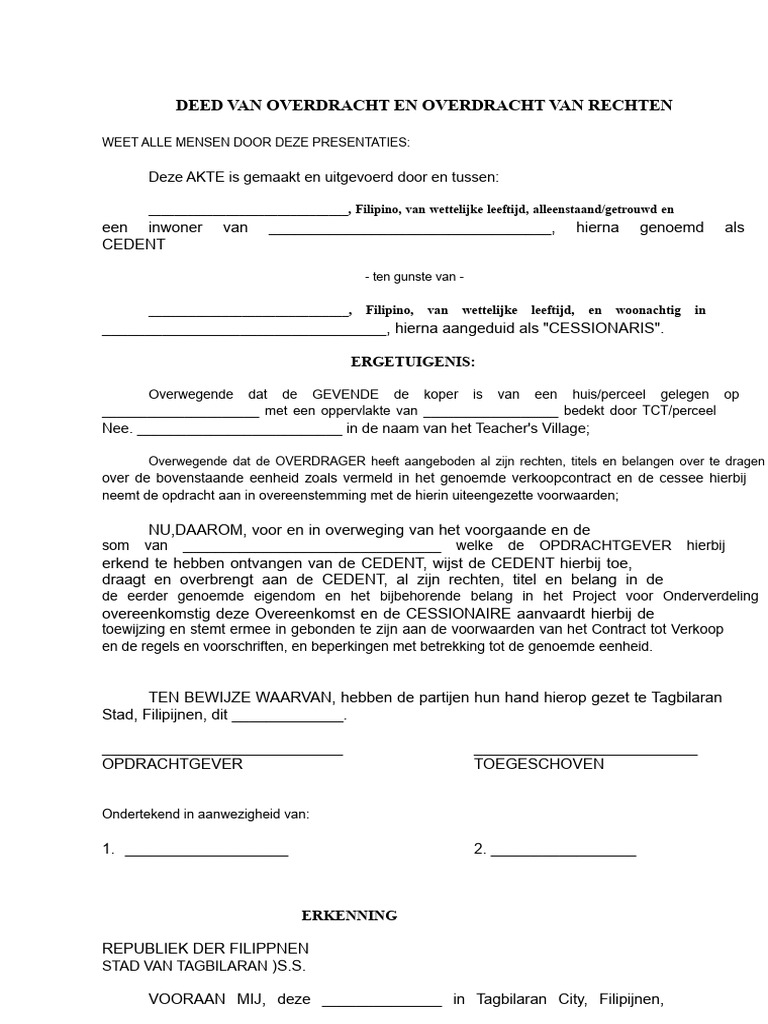 Akte Van Overdracht en Overdracht Van Rechten | PDF