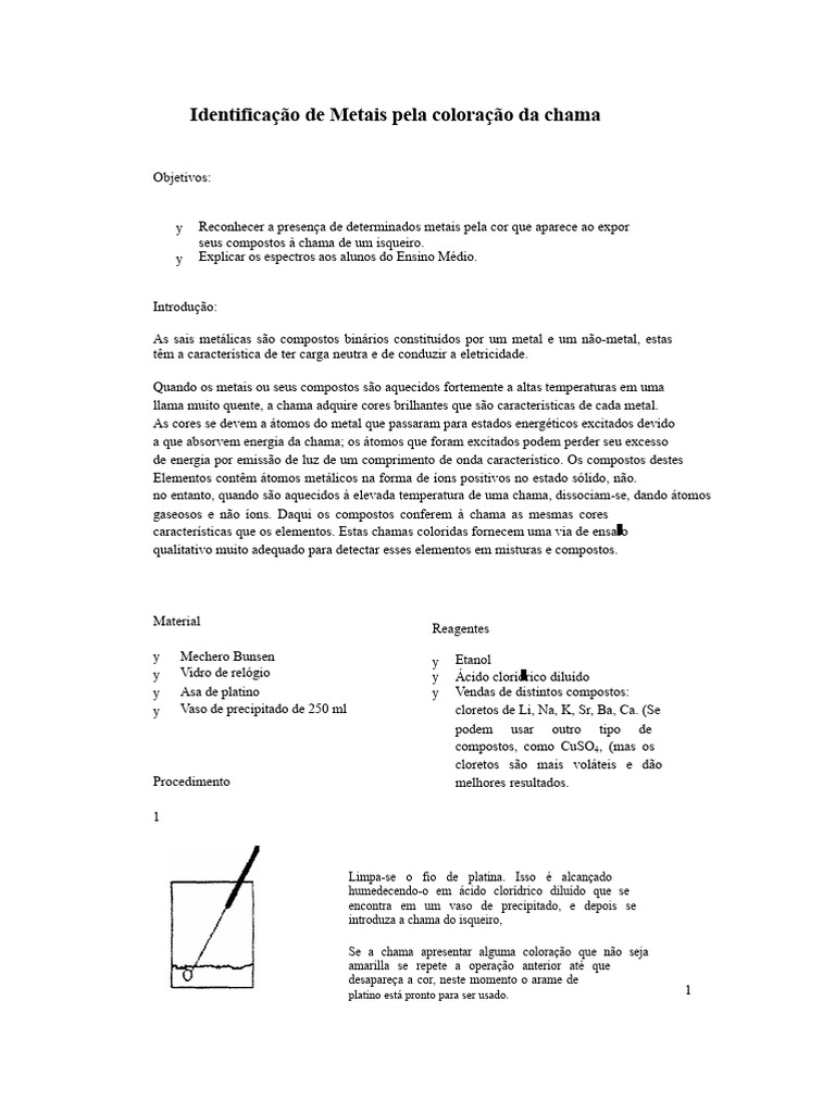 Identificação de Metais pela Cor da Chama | PDF | Metais | Átomos
