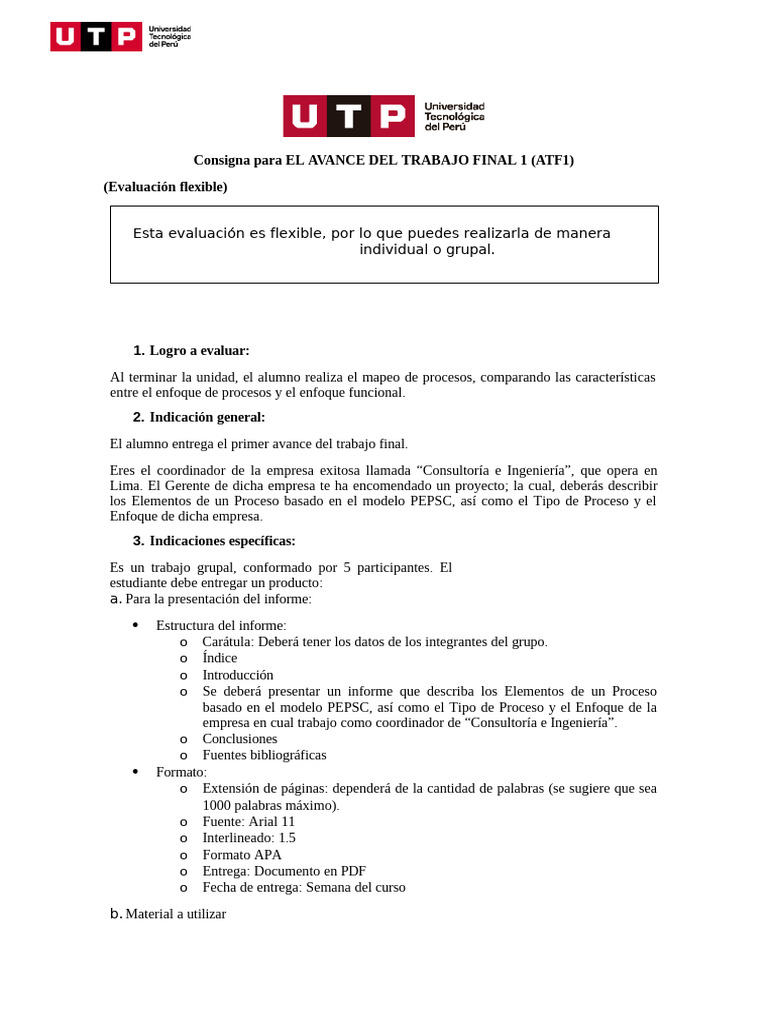 ? (AC-S05) Semana 05 - AVANCE DEL TRABAJO FINAL 1 (ATF1) - PROCESOS PARA INGENIERIA | PDF ...