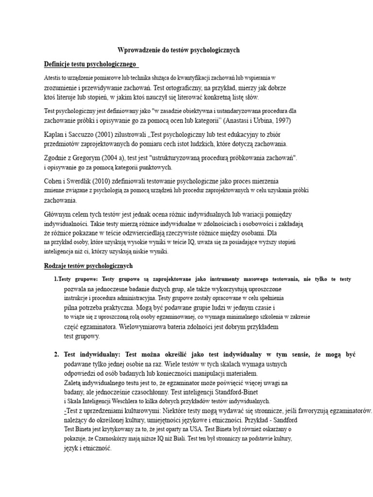 Test Psychologiczny | PDF