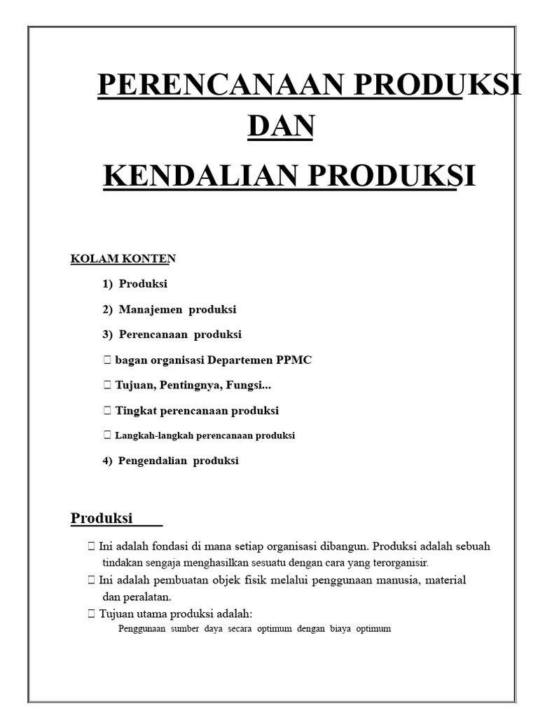 Perencanaan Produksi | PDF