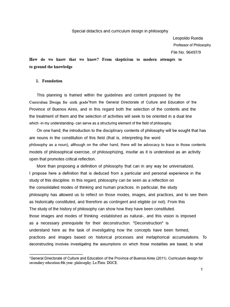 Planning Unit Theory of Knowledge | PDF | Knowledge | Skepticism