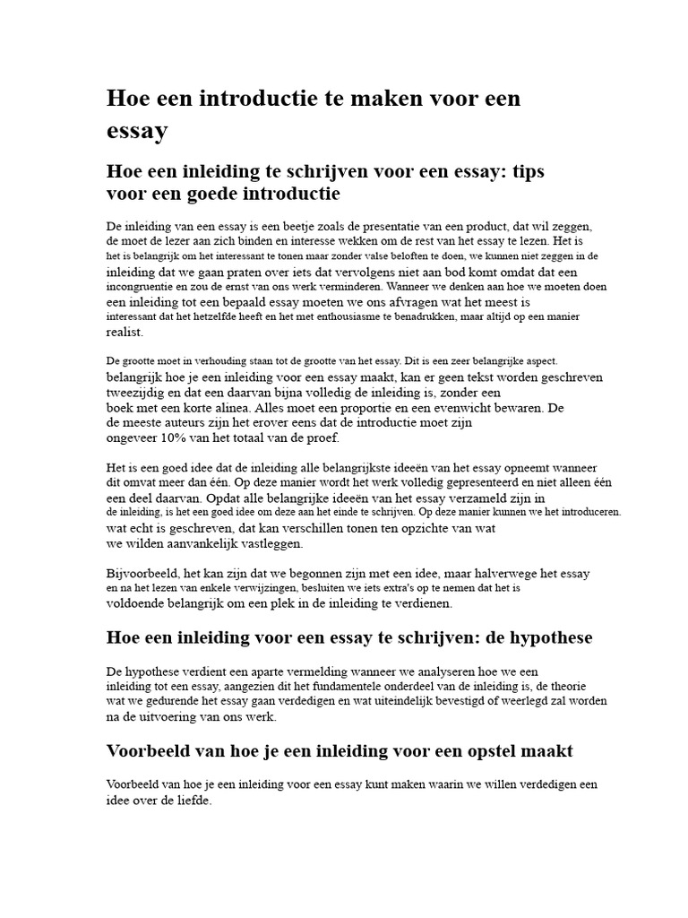 Inleiding, Ontwikkeling en Conclusie Van Het Essay | PDF