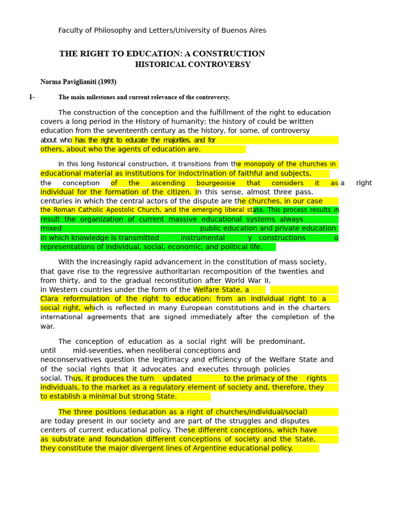 Paviglianiti - The Right To Education | PDF | Labour Economics | State ...