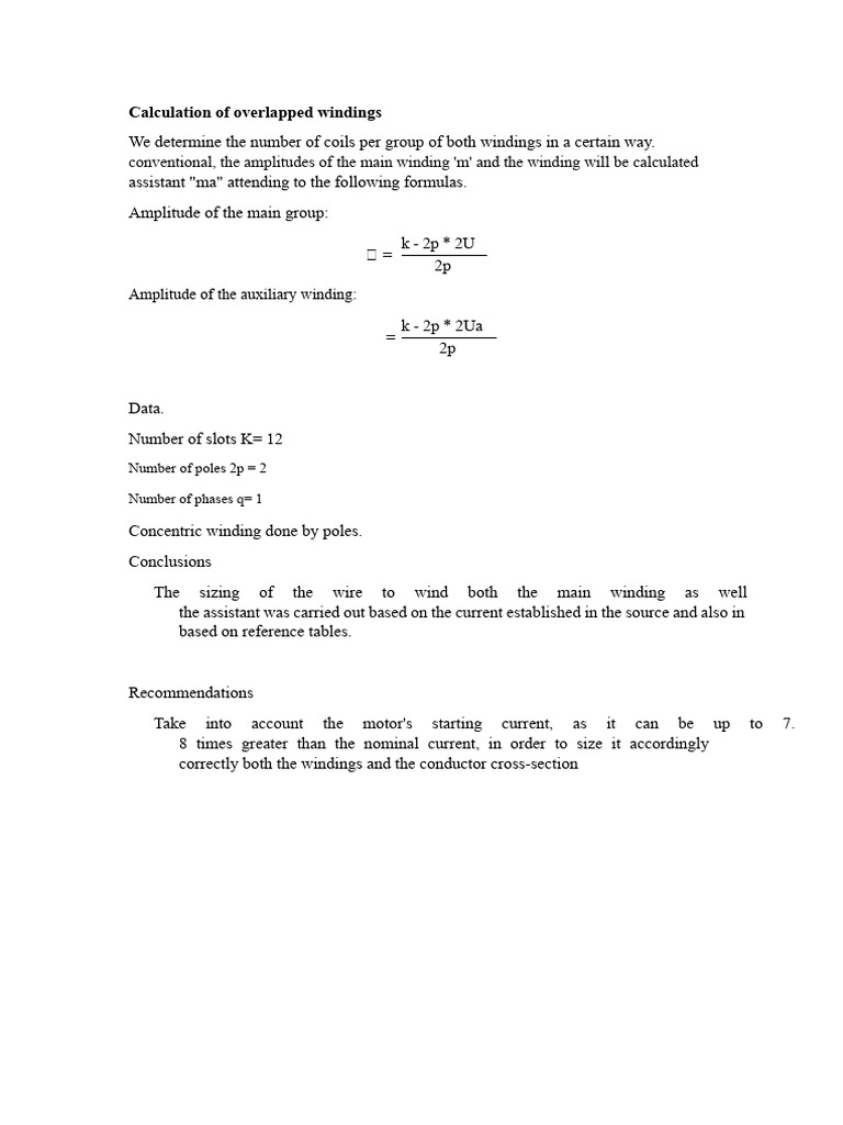 Calculation of Superimposed Windings | PDF