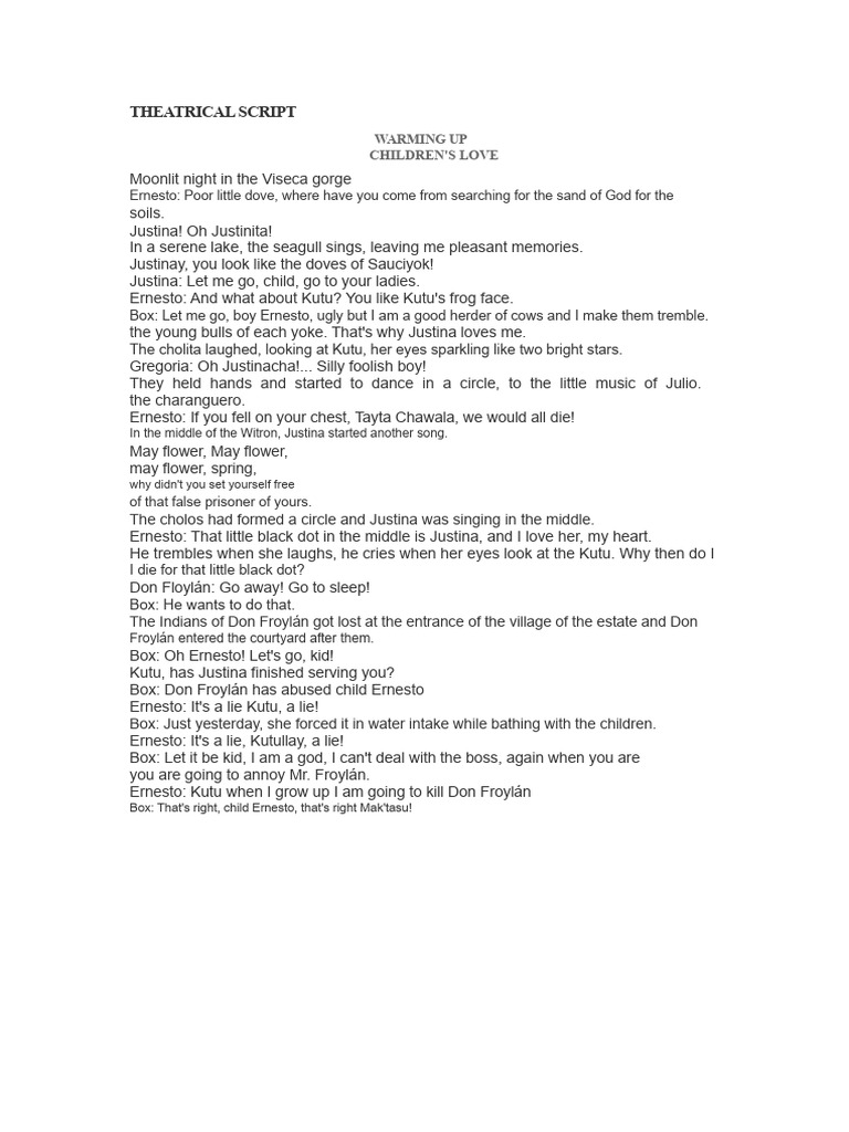 Children's Love: A Theatrical Script | PDF