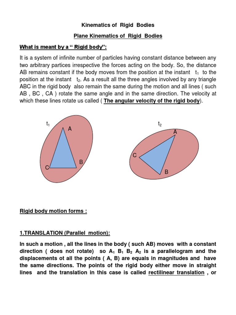 Kinematics of Rigid Body Motion | PDF | Kinematics | Acceleration