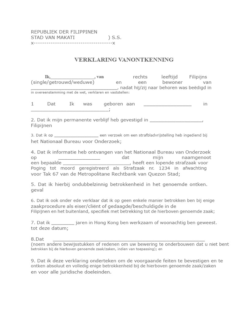 Voorbeeld Van Een Verklaring Onder Ede | PDF