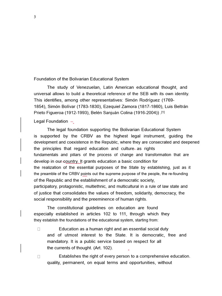 Bolivarian Educational System Overview | PDF | Liberal Arts Education
