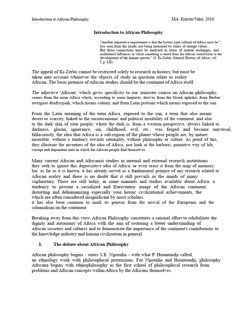 Understanding African Philosophy Basics | PDF | Immanuel Kant | Reason