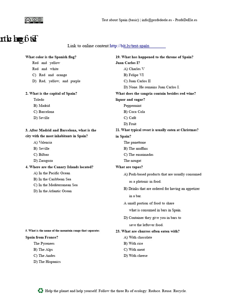 b1 c2 Test Culture Basic PDF | PDF | Spain | Granada