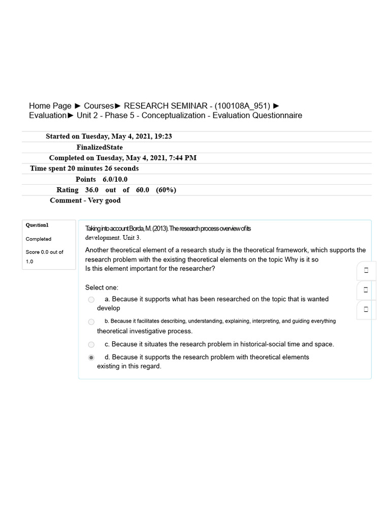 Unit 2 - Phase 5 - Conceptualization - Evaluation Questionnaire 2 | PDF ...