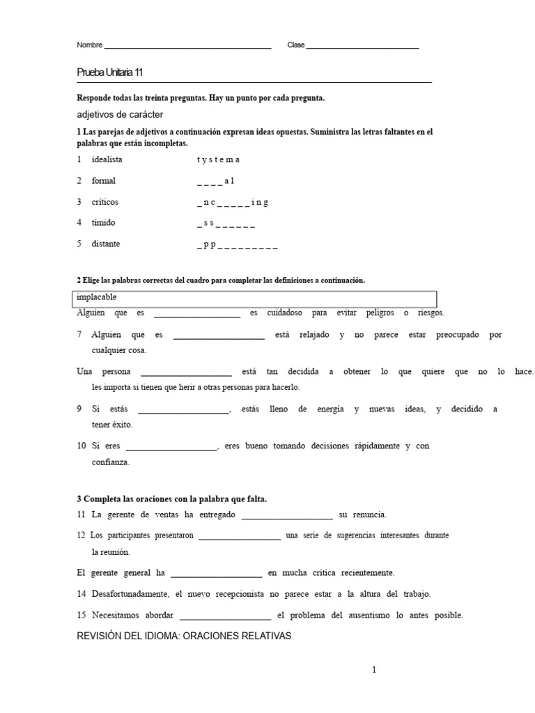 Unidad_Prueba_11 (1)examen | PDF